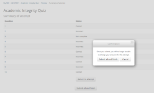 academic integrity quiz - Library Information (staff only)