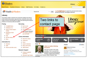 Finding library contact details - Library Information (staff only)